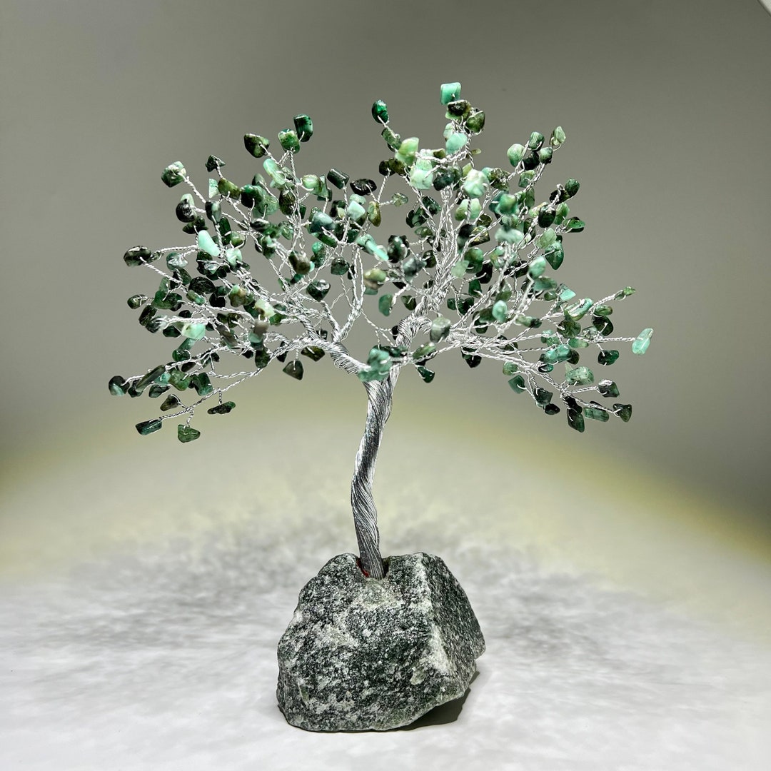 Emerald Crystal Tree: Green Aventurine Base, Gemstone Decor - Etsy