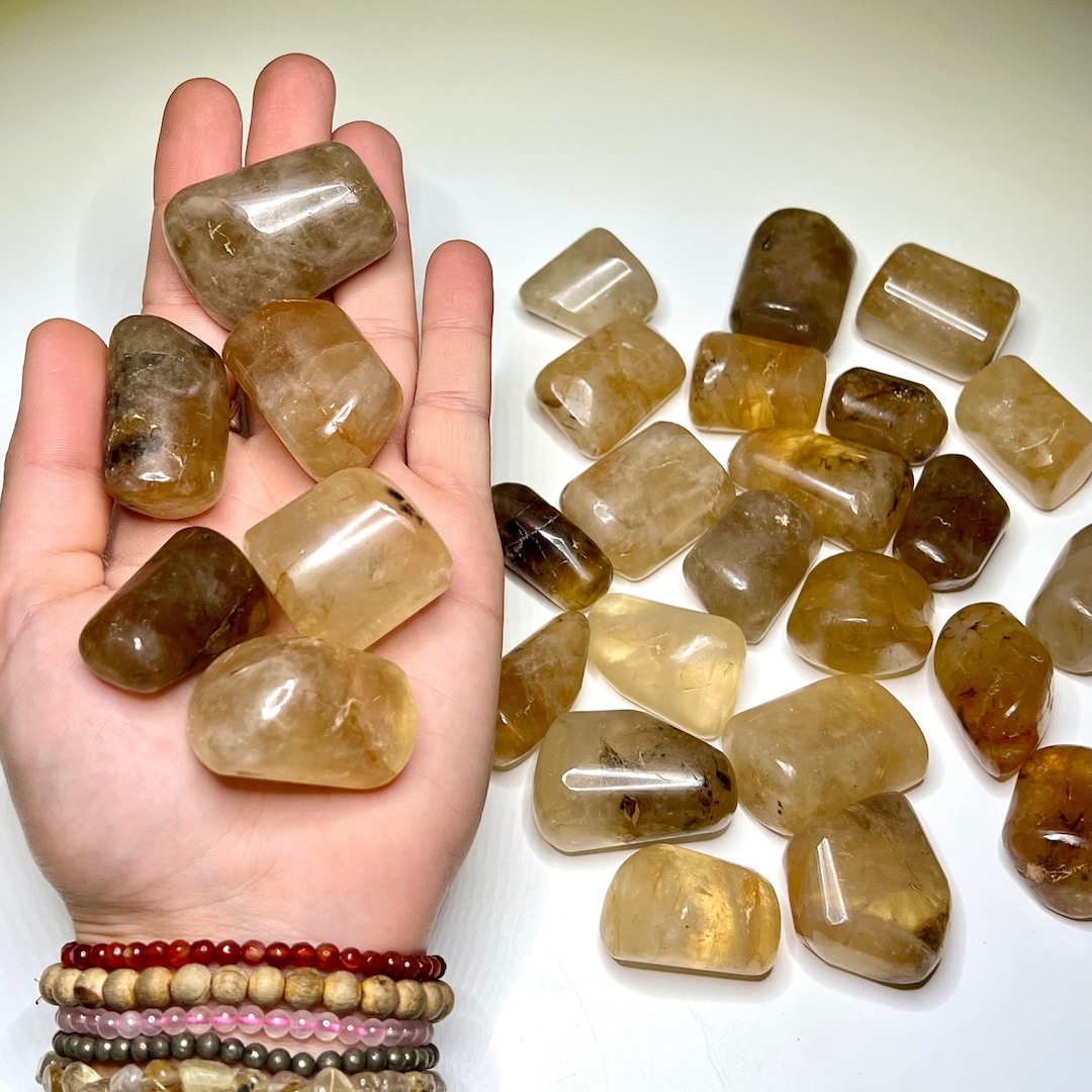 Natural Citrine Tumbled Stones, Large Polished Crystal From Congo - Etsy