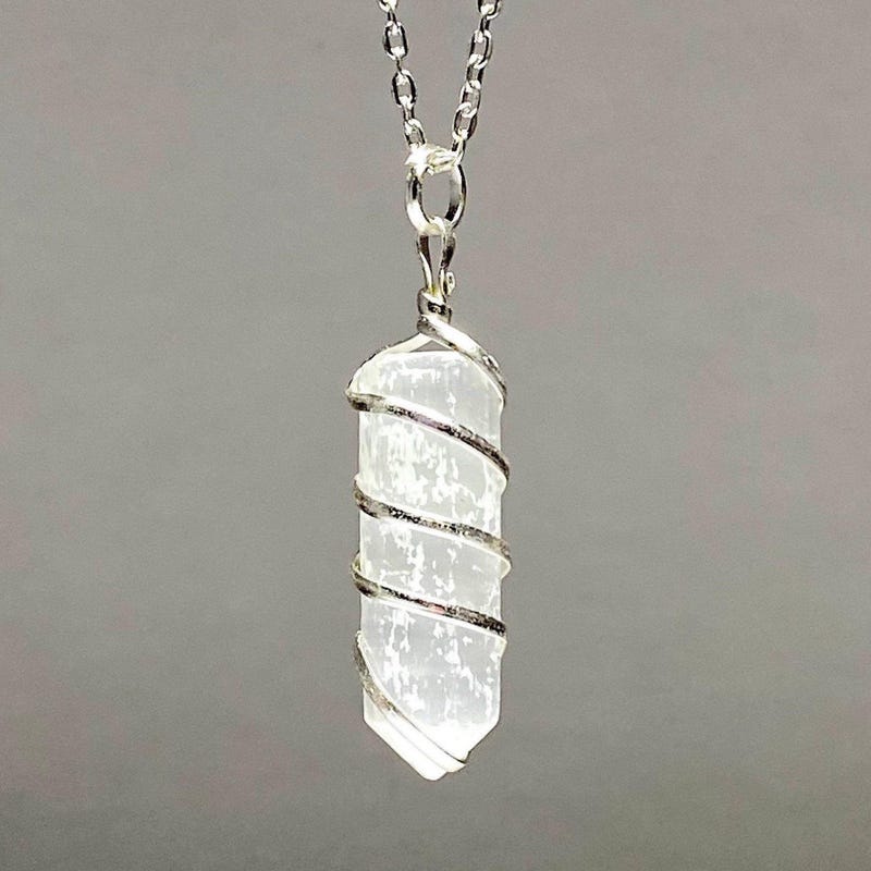 Wrapped Pendant Selenite - Etsy
