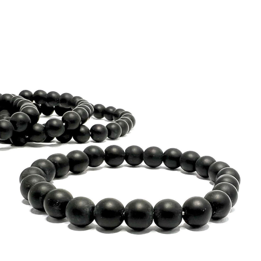 Black Onyx Crystal Bracelet: Matte Gemstone Beaded Bracelet - Etsy
