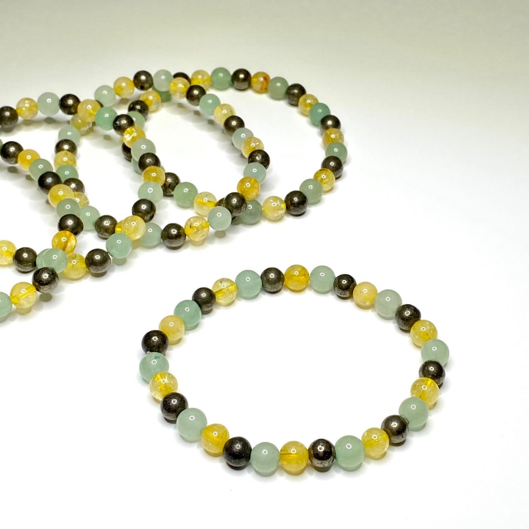 Citrine Pyrite Green Aventurine Crystal Bracelet, Citrine Pyrite ...