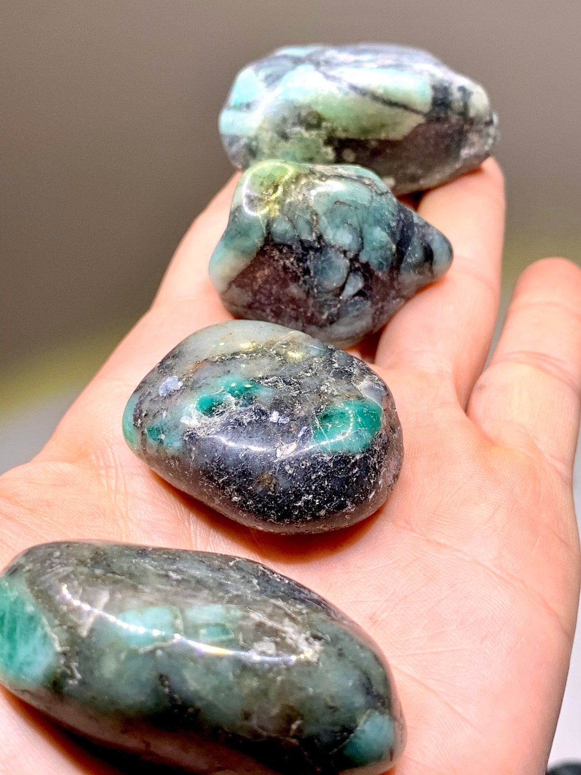 Emerald Tumbled Stone | Etsy