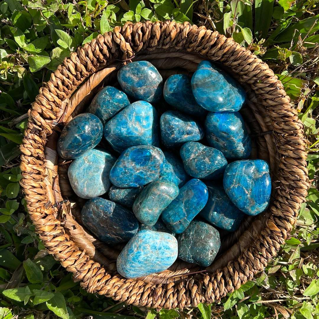 Large Blue Apatite Tumbled Stones - 35/55mm, Premium Quality Crystals ...