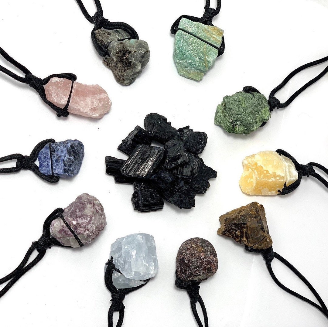 Raw Gemstone Cord Necklace, Choose Your Gemstone! - Etsy