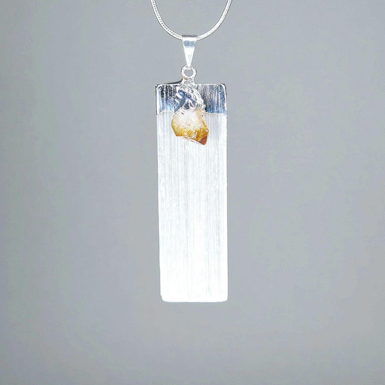 Selenite and Citrine Crystal Pendant Necklace - Etsy