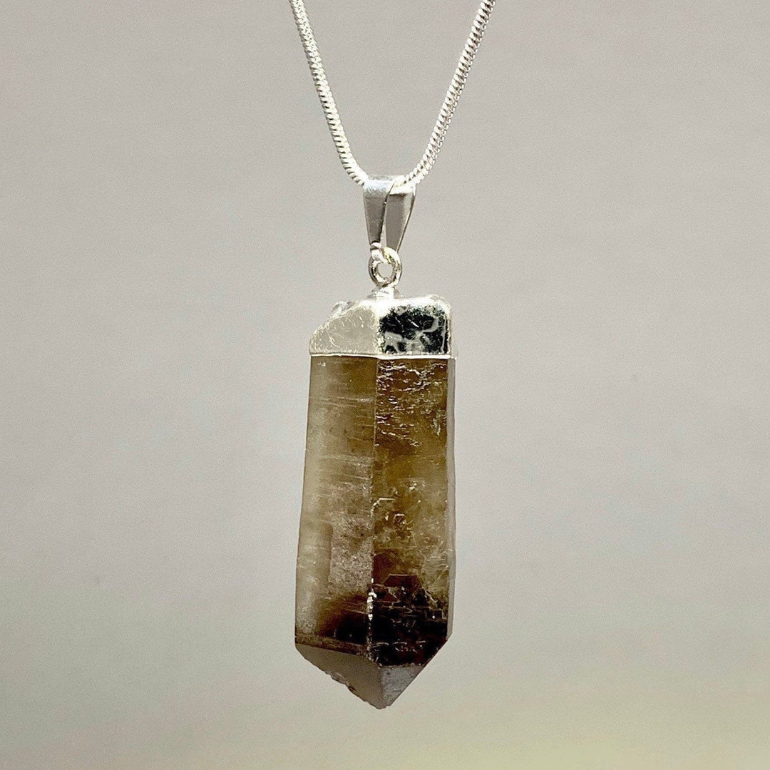 Smoky Quartz Pendant Necklace, Smoky Quartz Crystal Pendant With Chain ...