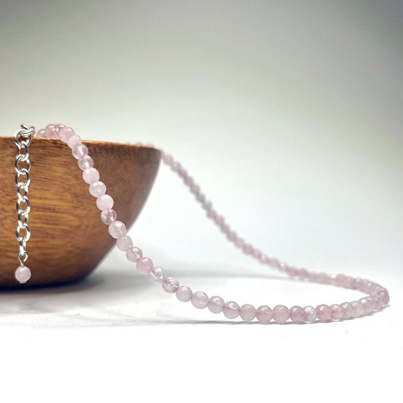 Rose Quartz Choker: Faceted Gemstone Beads, Sterling Silver Clasp - Etsy
