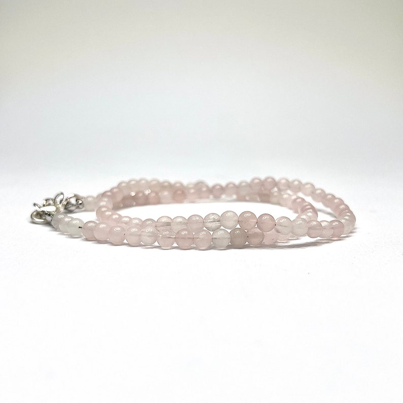 Rose Quartz Beaded Choker: Sterling Silver or Stainless Steel - Etsy