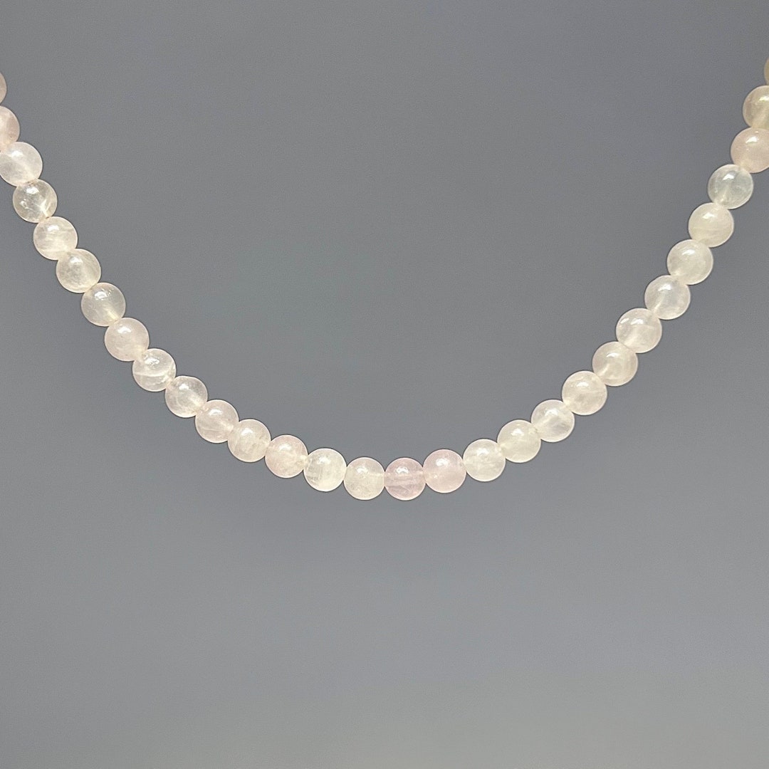 Rose Quartz Beaded Choker: Sterling Silver or Stainless Steel - Etsy