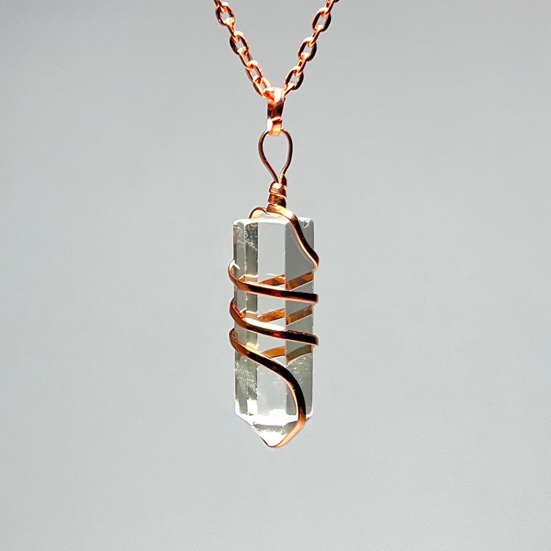 Clear Quartz Copper Wrapped Crystal Necklace, Quartz Copper Wrapped ...