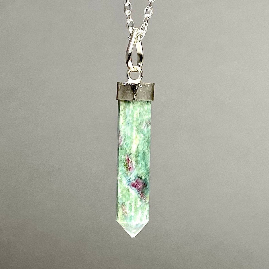 Ruby Fuchsite Crystal Pendant With Chain - Etsy