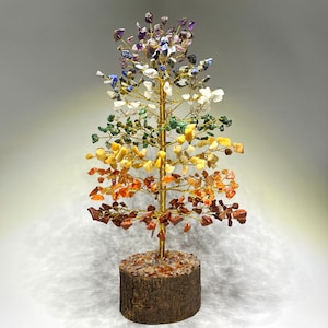 Chakra Gemstone Tree - Healing Crystal Tree With Wood Base - Etsy
