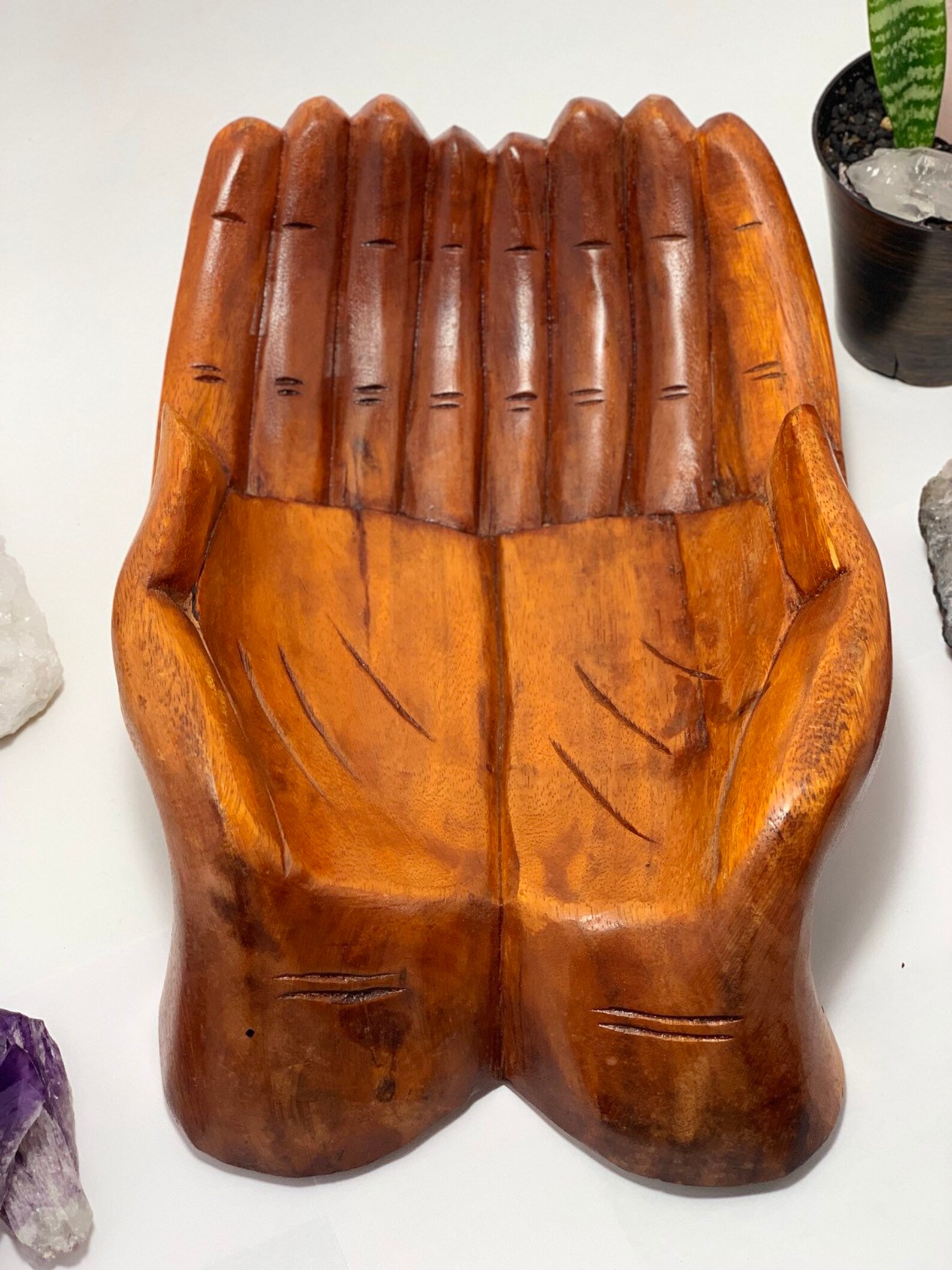 Extra Large Wood Carved Praying Hand Bowl - Etsy
