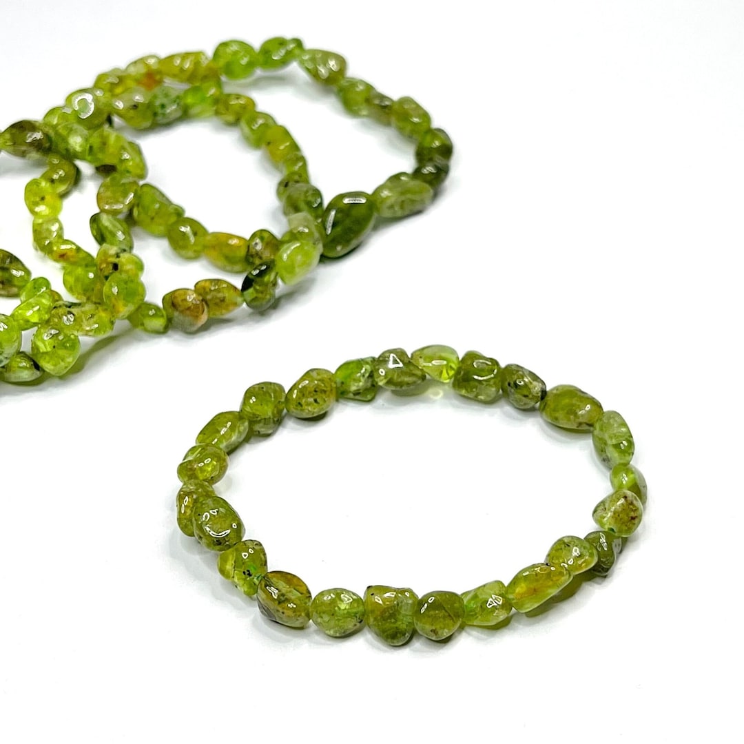 Peridot Crystal Beaded Bracelet: Handmade Gemstone Bead Bracelet - Etsy