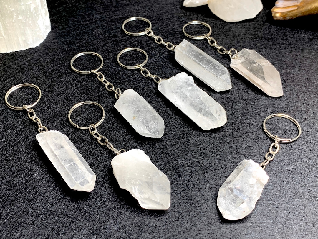 Clear Quartz Crystal Keychain, Quartz Point Gemstone Keychain - Etsy
