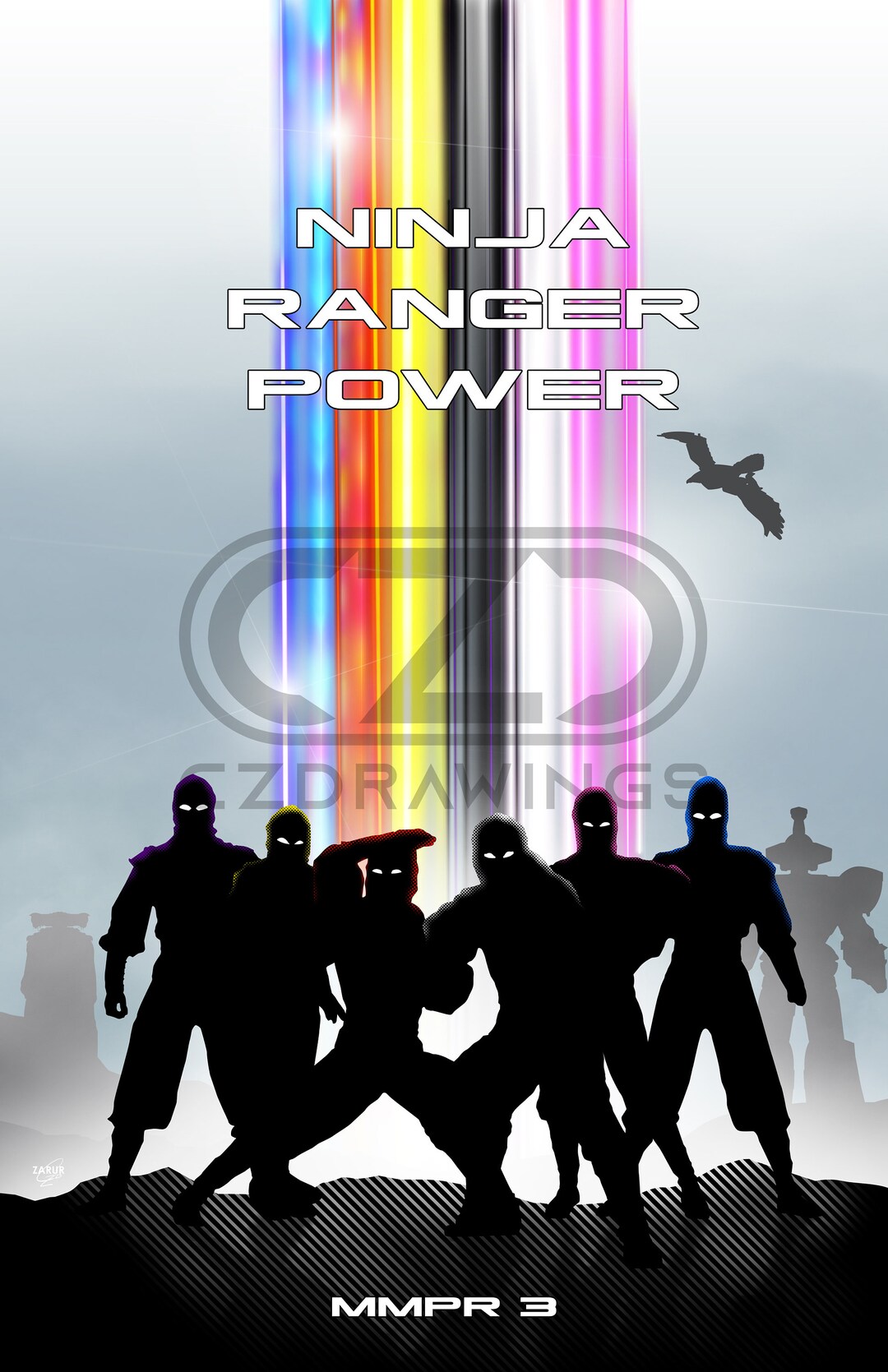 MMPR Season 3 Silhouette Poster (11x17) - Etsy