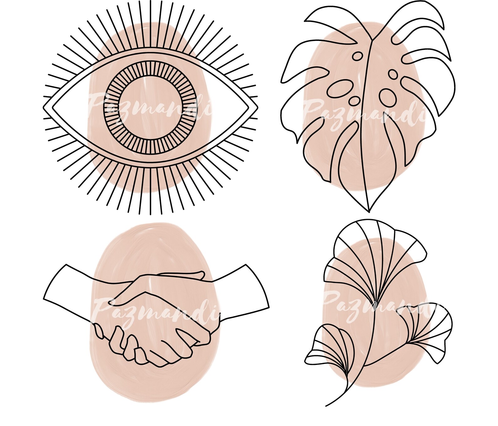 Abstract Boho Elements Png, Flower Png, Design Elements Clipart, Line ...