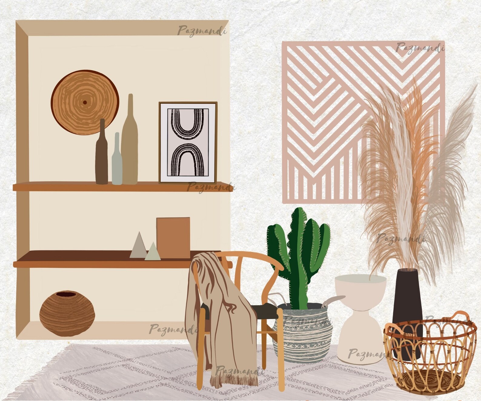 Boho Interior Set, Boho Moodboard Creator, Boho Scene Creator, Boho ...