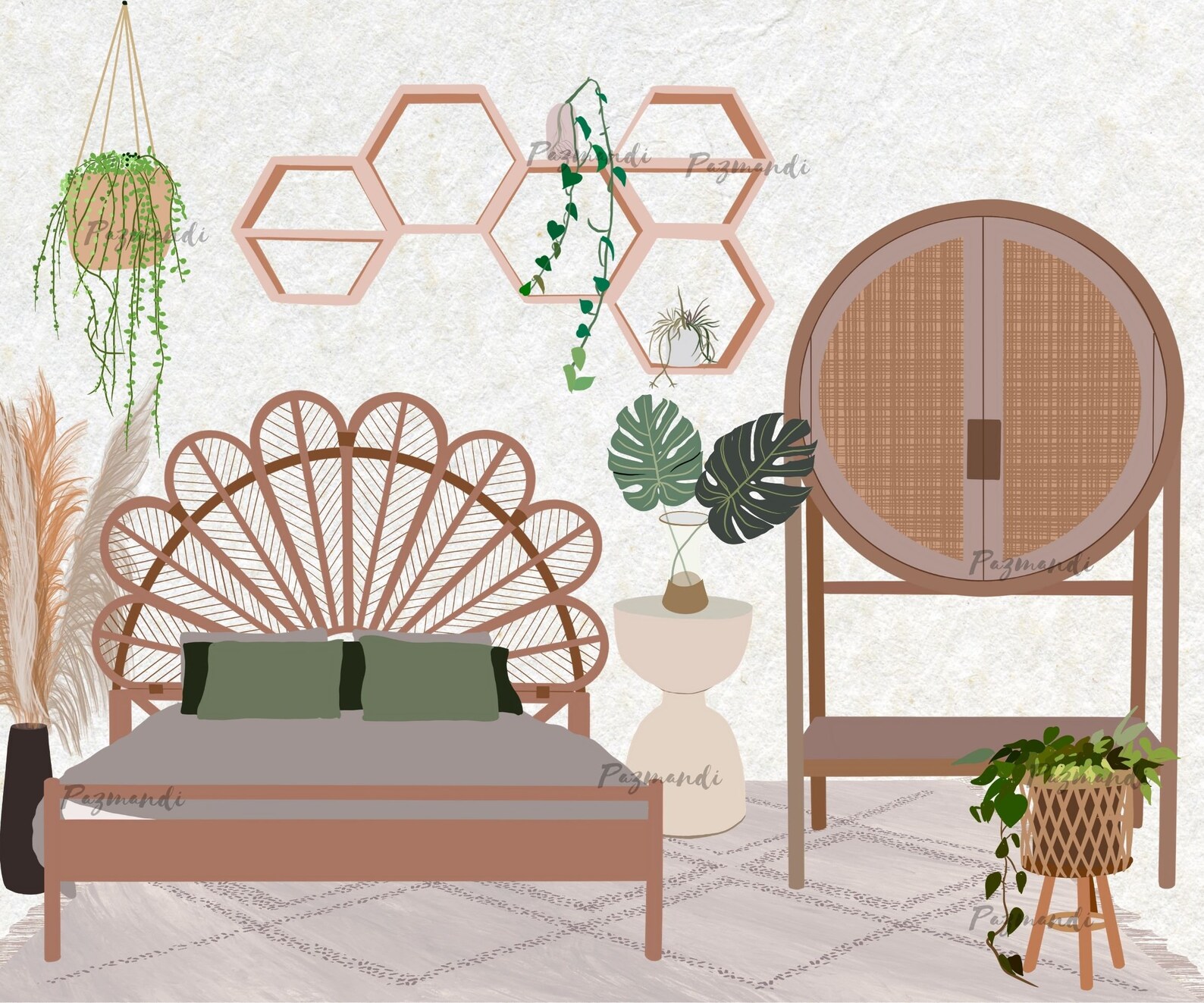 Boho Interior Set, Boho Moodboard Creator, Boho Scene Creator, Boho ...