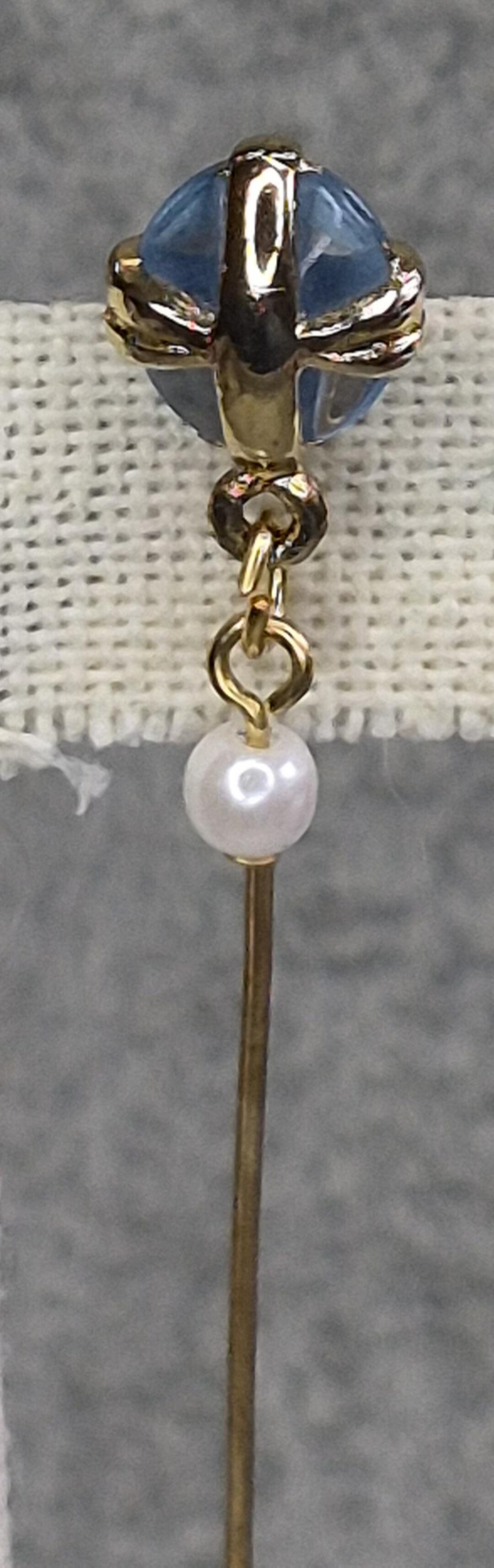 Gold Tone 2.75 Inch Stick Tie Lapel Pin With a Light Blue Stone and a ...