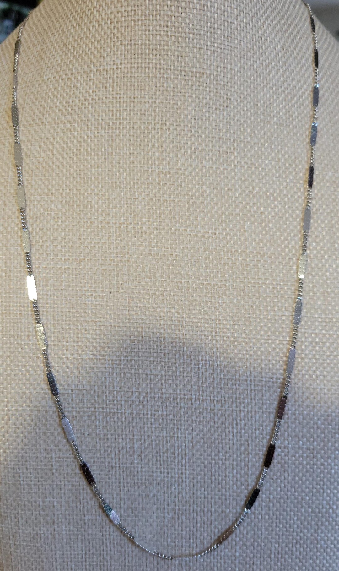 Vtg 24 Inch Silver Tone Monet Mirror Box Chain Necklace Great for ...