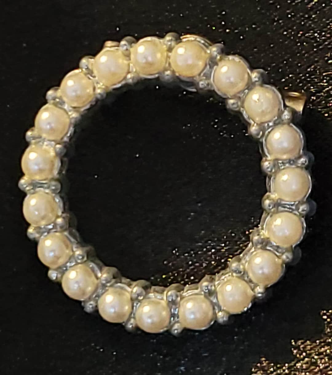 Vintage 1 Inch Silver Tone Faux Pearl Circle Pin Brooch - Etsy