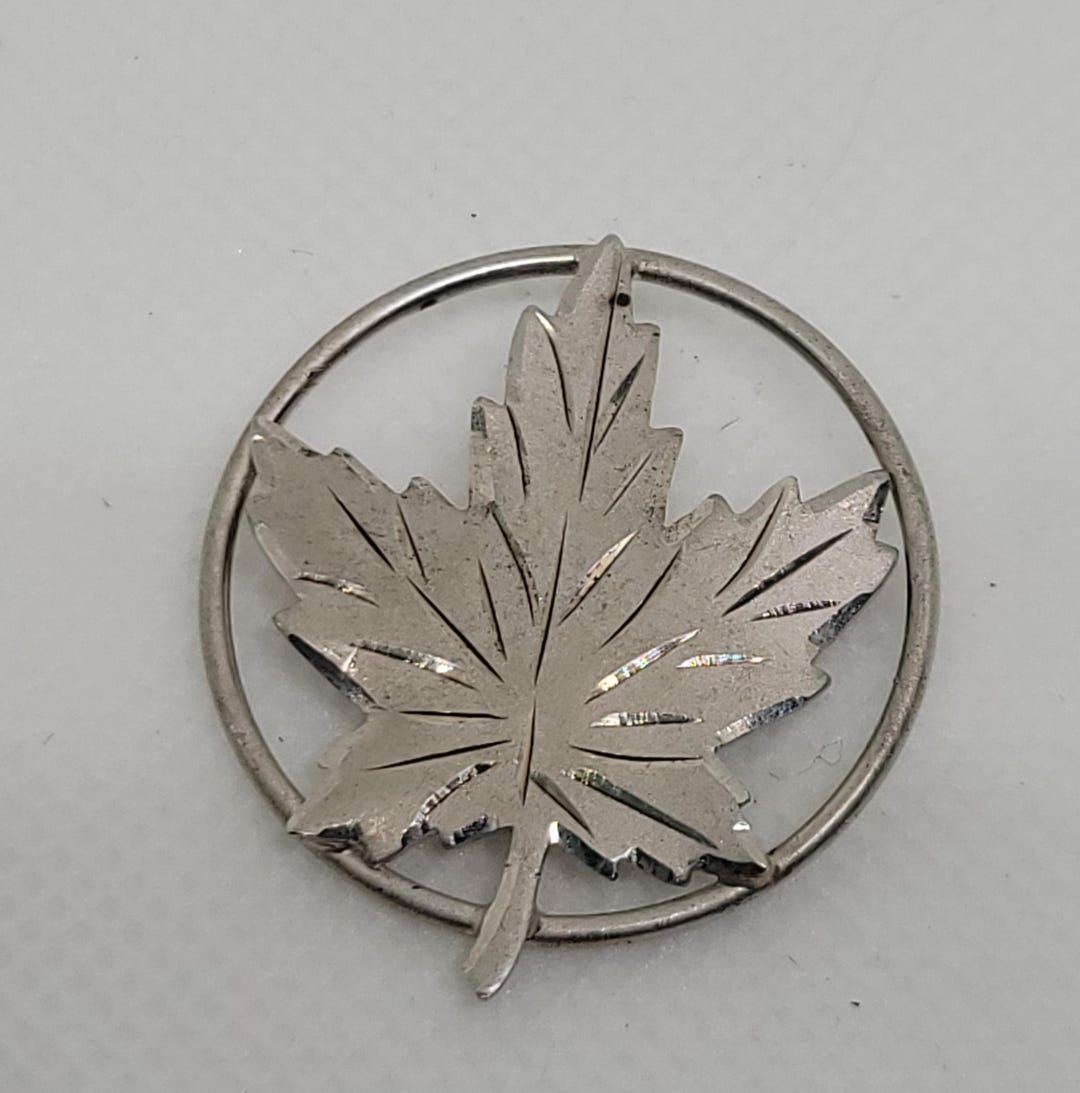 1 Inch Etched Sterling Silver Maple Leaf Pin Brooch - Etsy