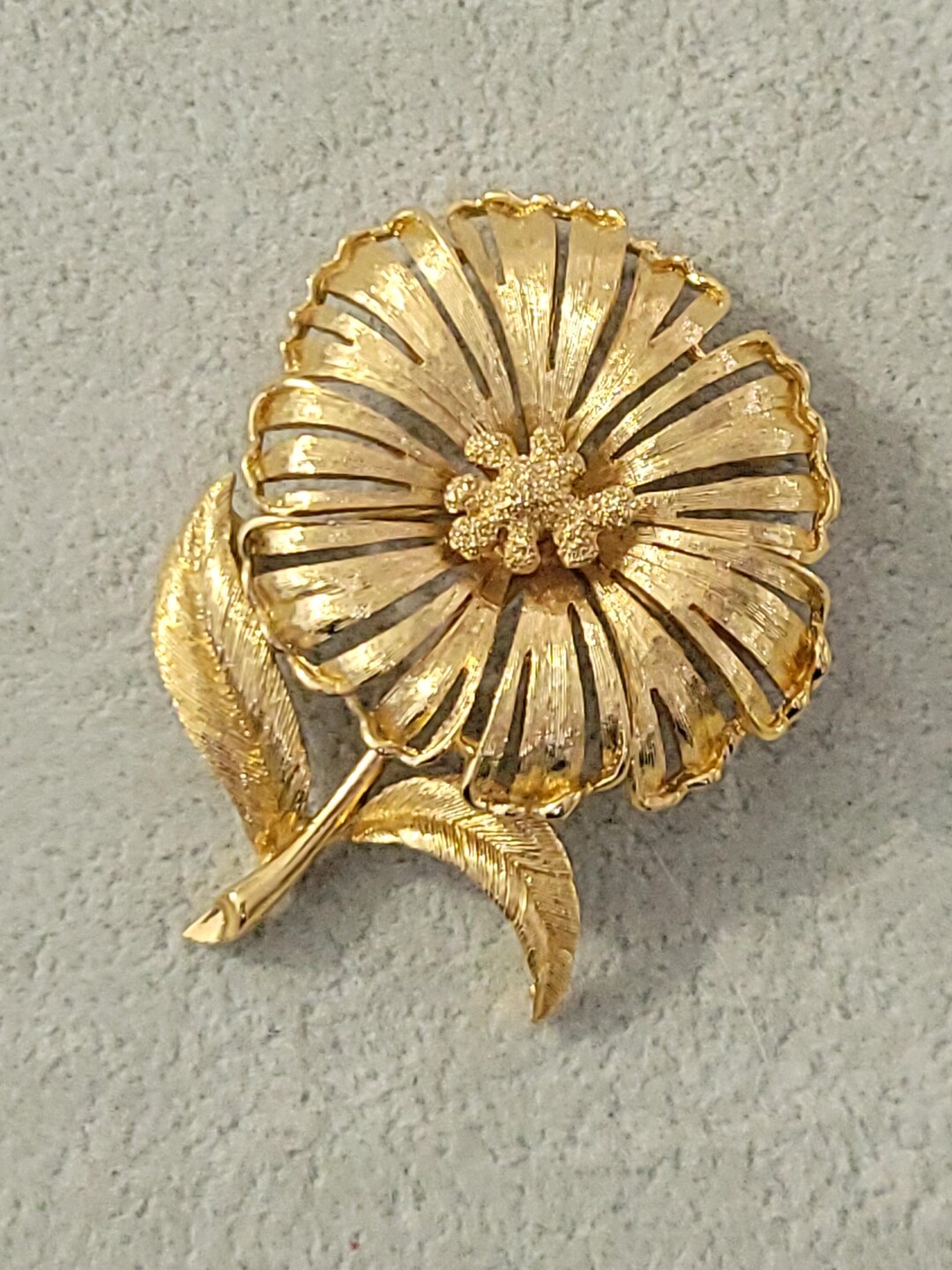 Vintage Textured Gold Tone Monet Flower Pin Brooch 1.75 X 2.5 Inch - Etsy