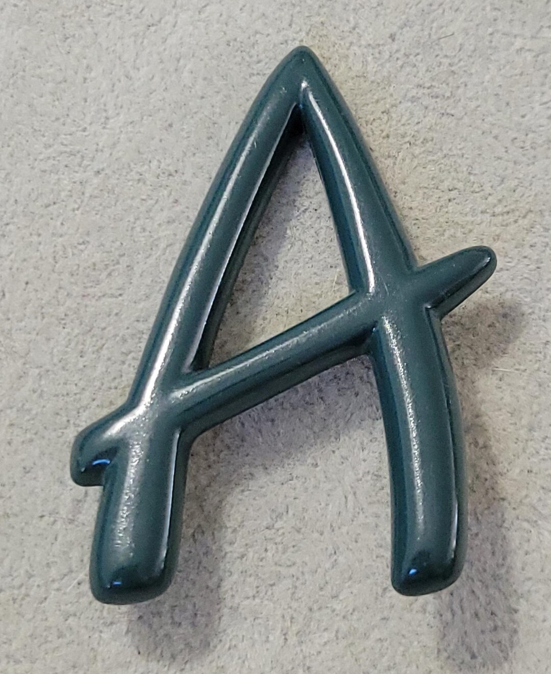 Large Dark Green Hard Plastic Letter Initial A Brooch Pin 2 X 2.5 Inch ...