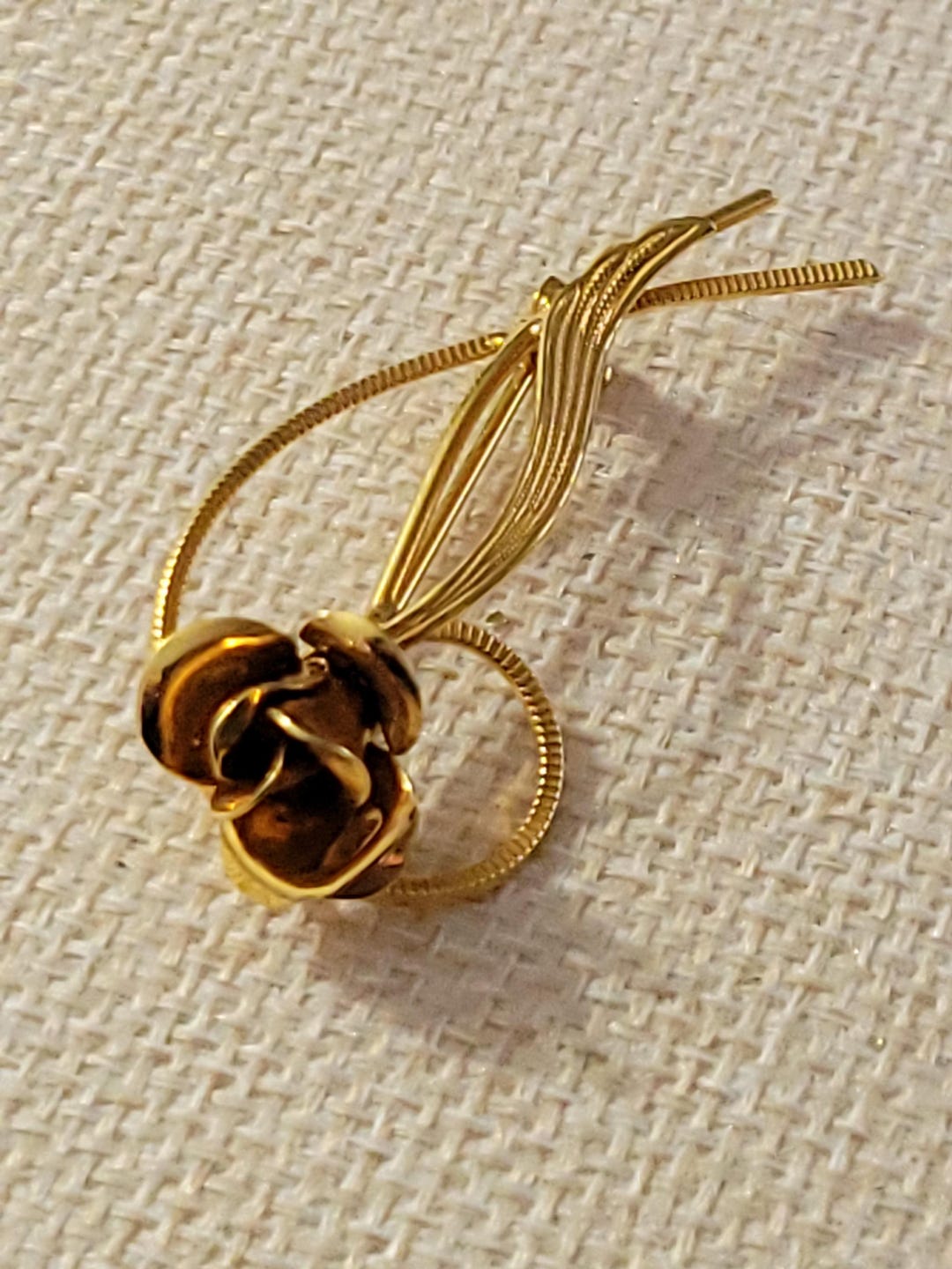 Delicate Gold Tone Long Stem Single Rose 1 X 2 Inch Brooch Pin - Etsy