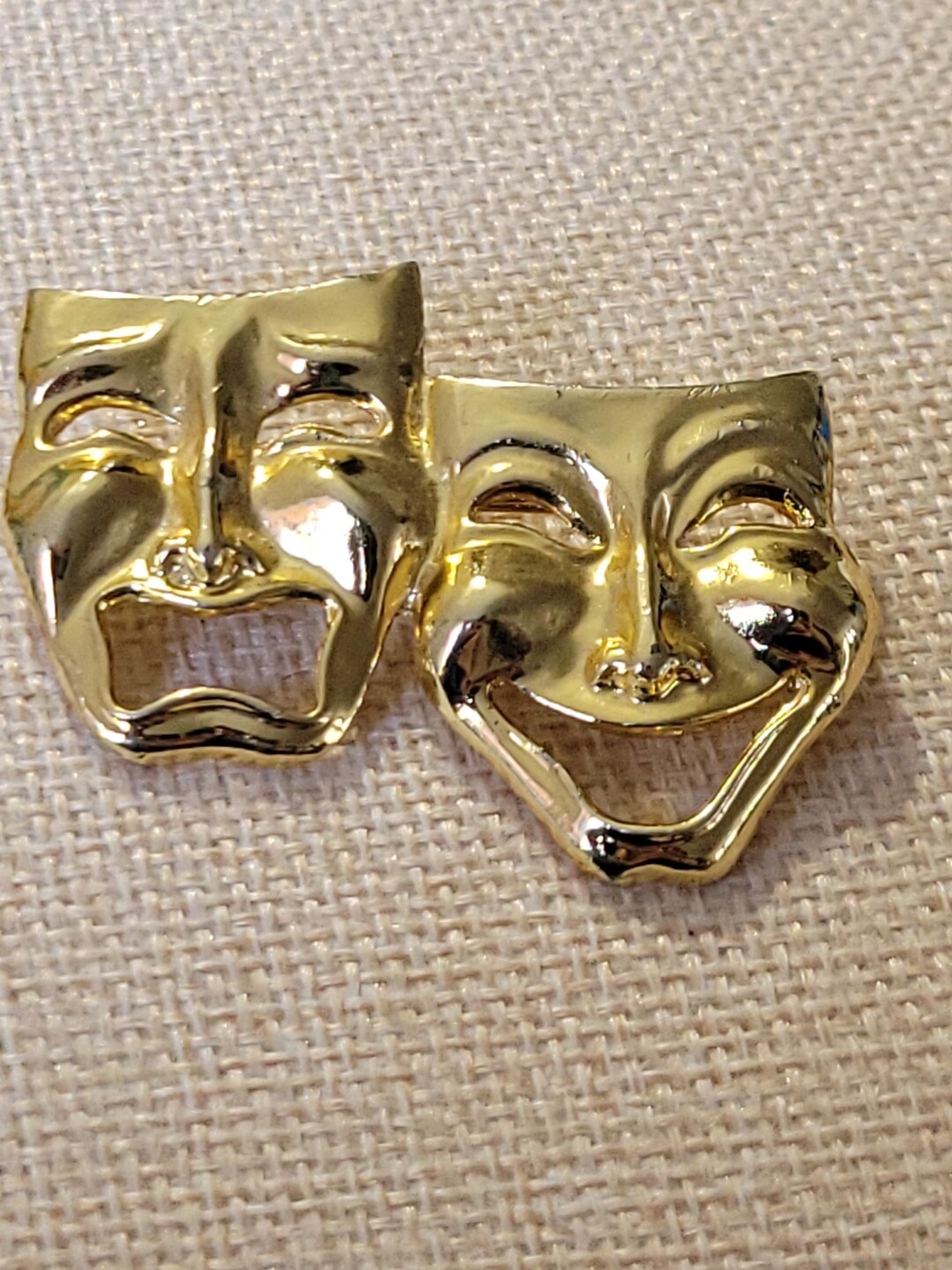 1.25 X 2 Inch Gold Tone Comedy Tragedy Theater Theatre Masks Brooch Pin ...