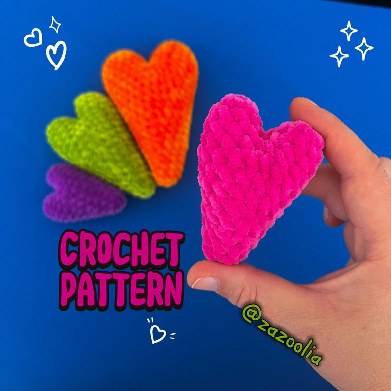 Amora 3 Sizes Heart Crochet Pattern [english Only], Amigurumi Heart ...