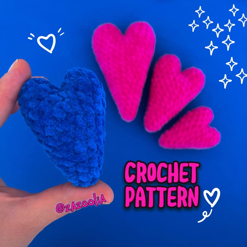 Amora 3 Sizes Heart Crochet Pattern [english Only], Amigurumi Heart ...