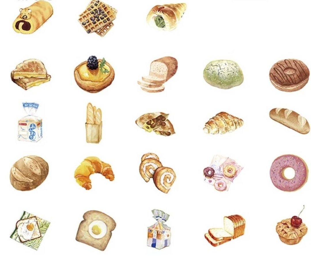 45pcs Desert Stickers, Wafer Sticker Flakes, Cake, Toast, Crossant ...