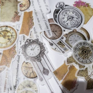 60 Pcs Vintage Clocks, Old Clock Retro Washi Sticker, Sticker Flakes ...