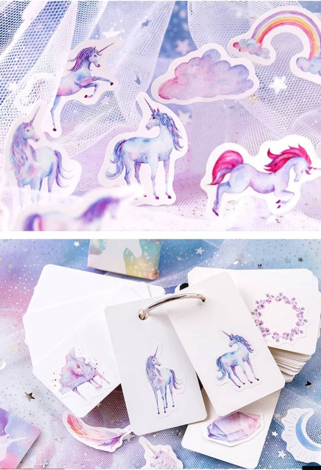 46pcs Watercolor Unicorn & Rainbow Stickers Scrapbooking - Etsy