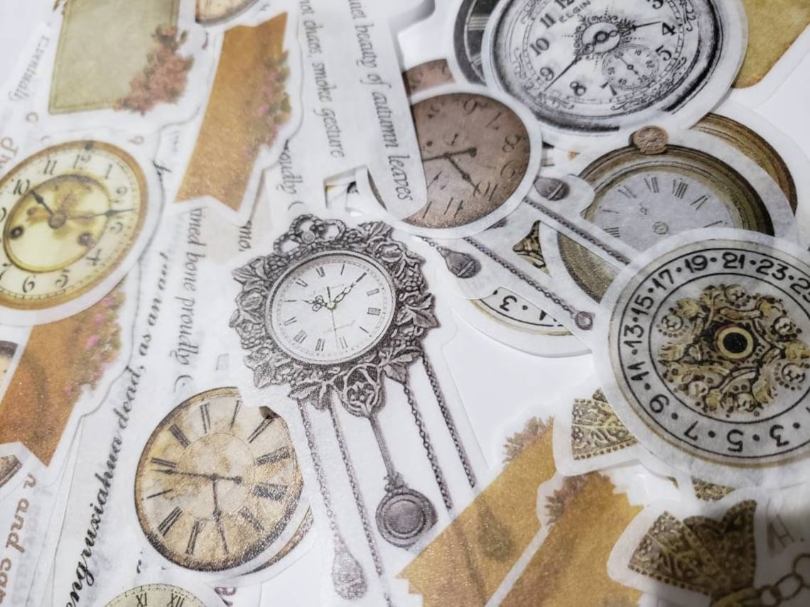 60 Pcs Vintage Clocks Old Clock Retro Washi Sticker Sticker | Etsy