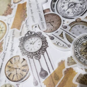 60 Pcs Vintage Clocks, Old Clock Retro Washi Sticker, Sticker Flakes ...
