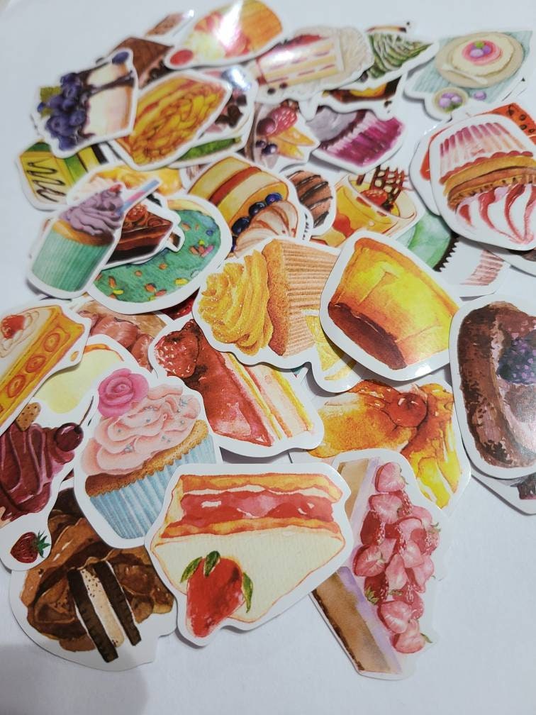 50 Pcs Cupcake Stickers Coffee Shop Sweets Stickers Donut - Etsy