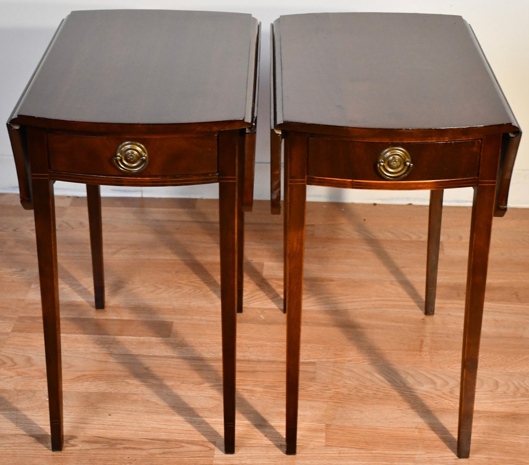 1940 Pair J.b.van Sciver CO. Regency Style Mahogany Inlaid Pembroke Side Tables - Etsy