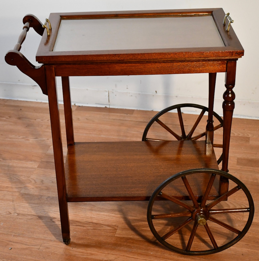 1940s Regency Style Mahogany Tea Cart Server Cart With Removable Glass ...