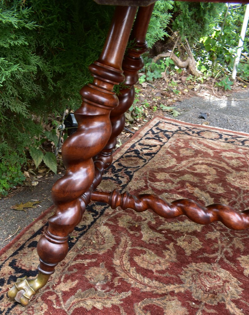 19th Merklin Victorian Solid Mahogany Twisted Legs Parlor Center Table ...