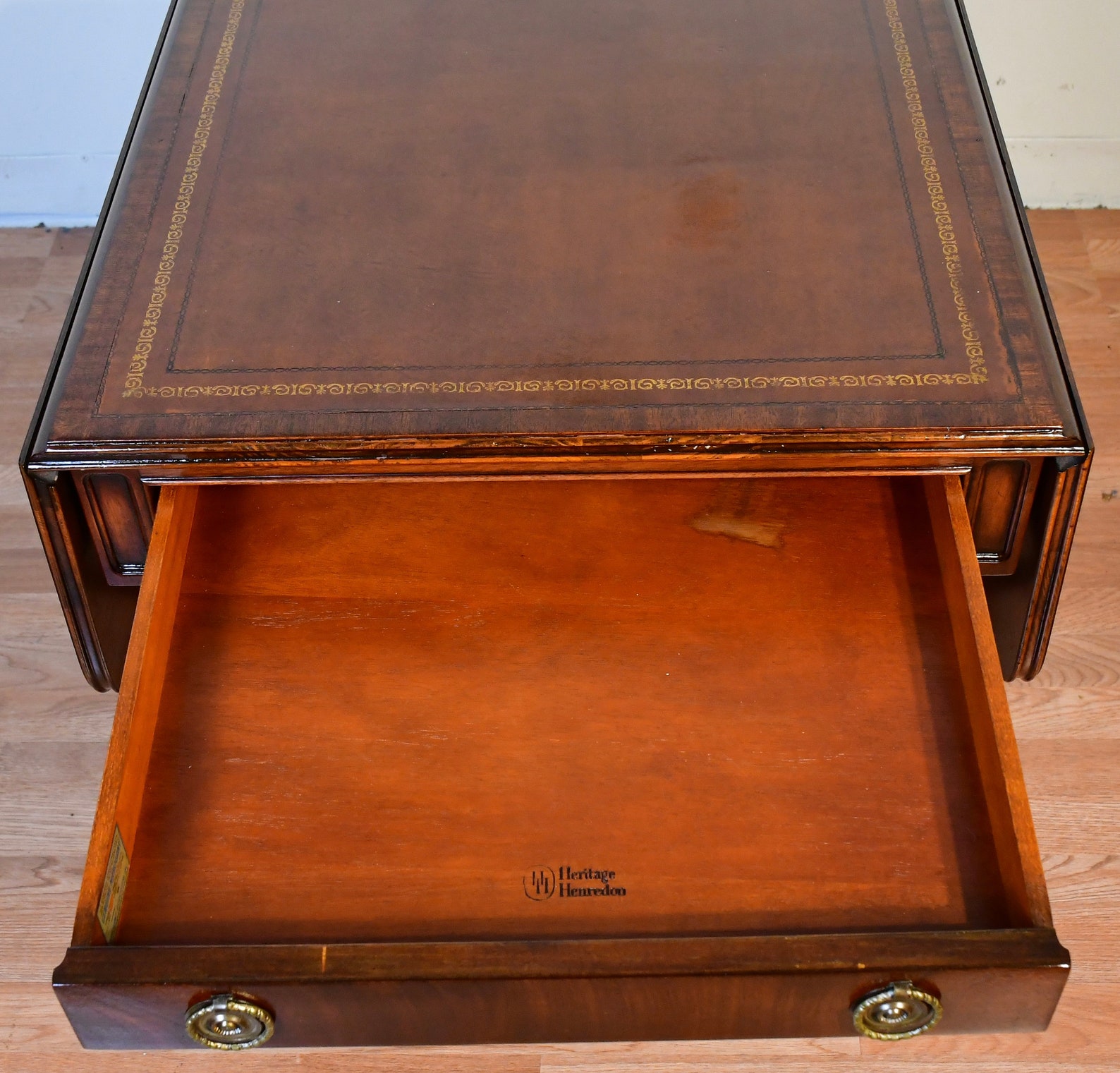 1920 Heritage Henredon Regency Mahogany & Leather Top Drop-leaf ...