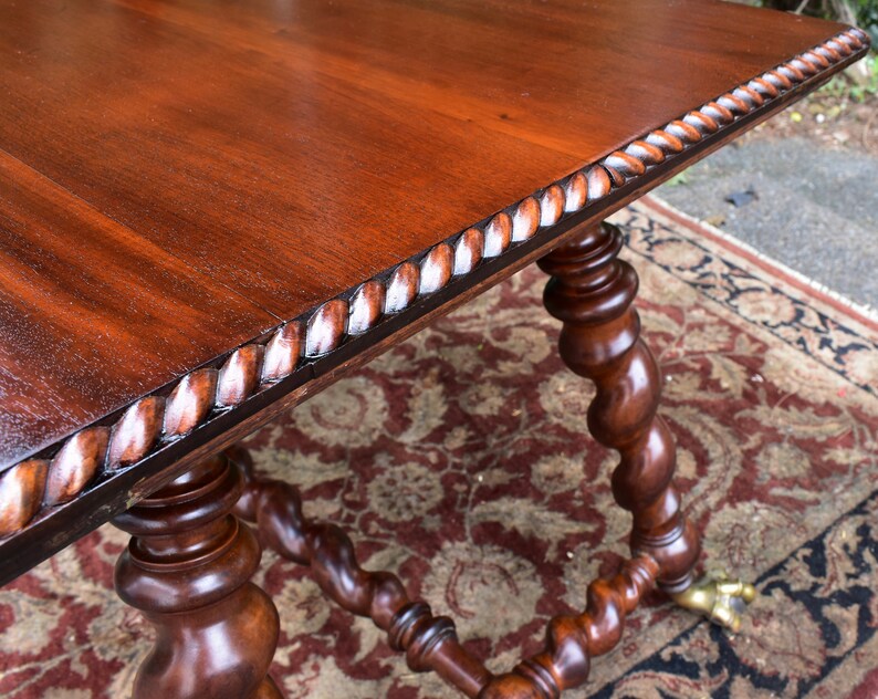 19th Merklin Victorian Solid Mahogany Twisted Legs Parlor Center Table ...