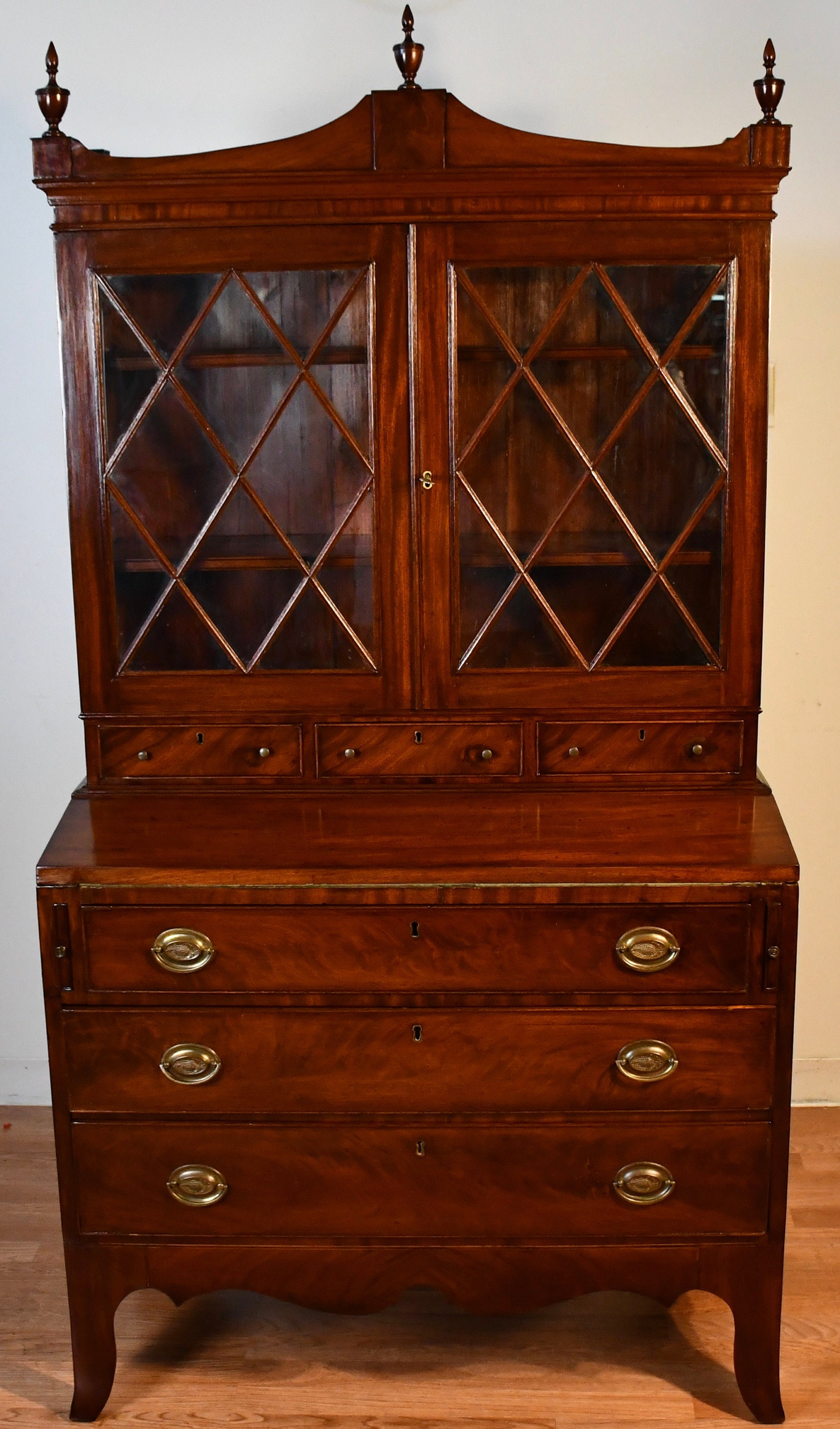 1880s American Federal Mahogany Secretary Desk Hutch Display Cabinet Bookcase Etsy
