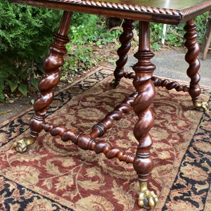 19th Merklin Victorian Solid Mahogany Twisted Legs Parlor Center Table ...