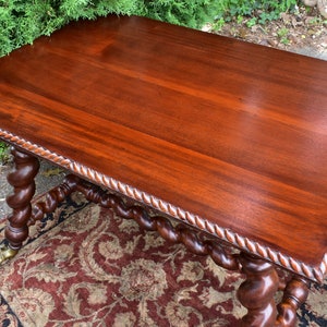 19th Merklin Victorian Solid Mahogany Twisted Legs Parlor Center Table ...