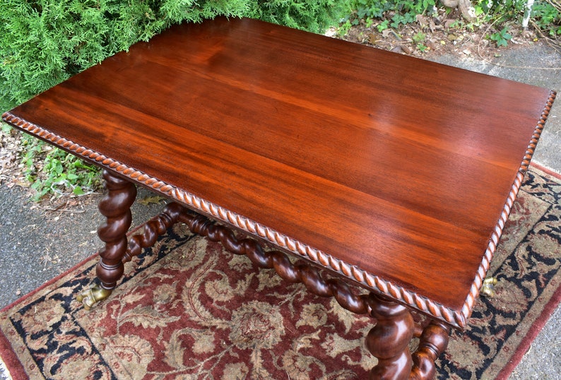 19th Merklin Victorian Solid Mahogany Twisted Legs Parlor Center Table ...