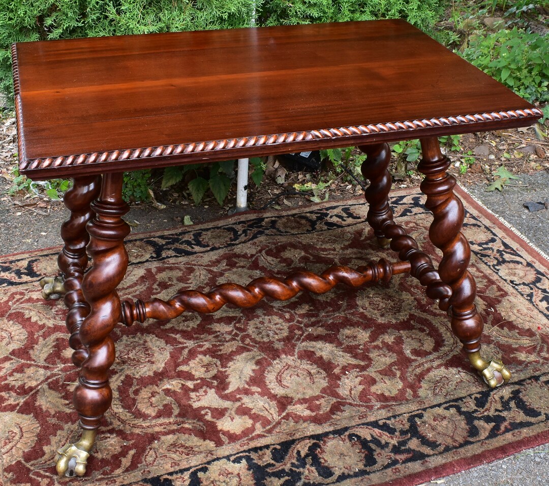19th Merklin Victorian Solid Mahogany Twisted Legs Parlor Center Table ...