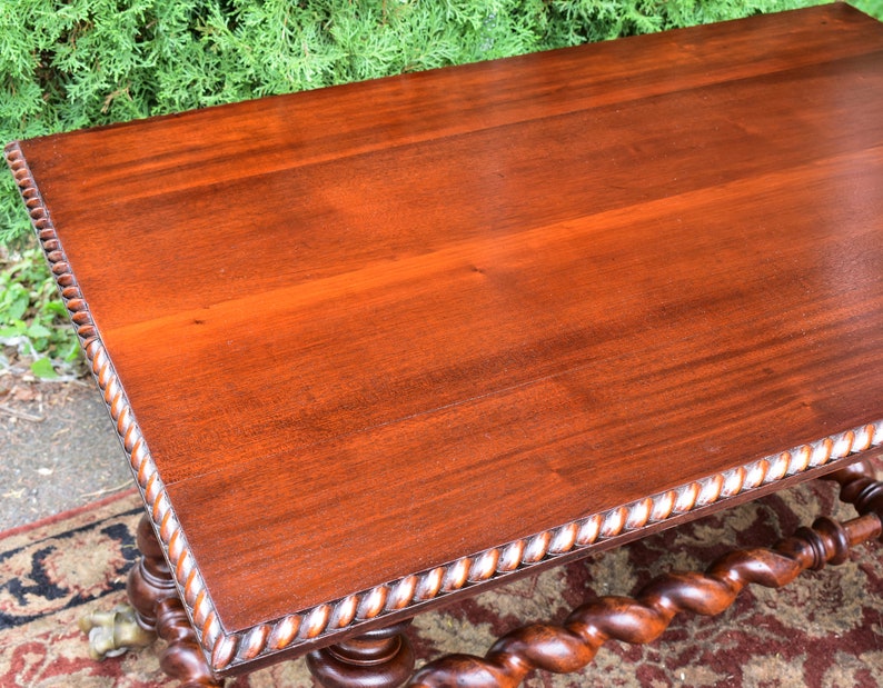 19th Merklin Victorian Solid Mahogany Twisted Legs Parlor Center Table ...